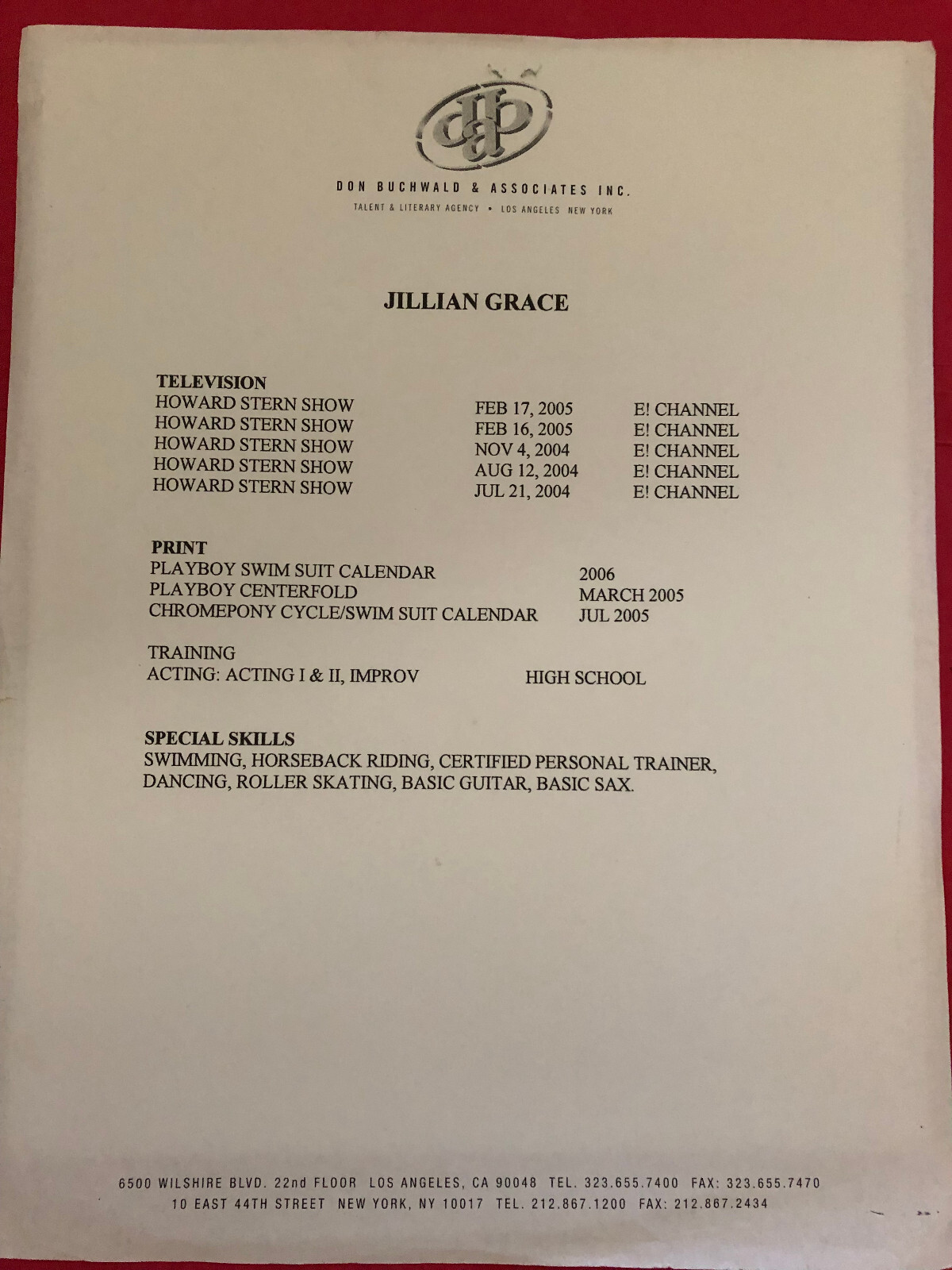 Jillian Grace, Playboy Playmate, original talent agency headshot photo ...