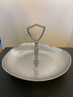 Vintage Kensington Moire Silver Aluminum Center Handled Tidbit Tray | eBay