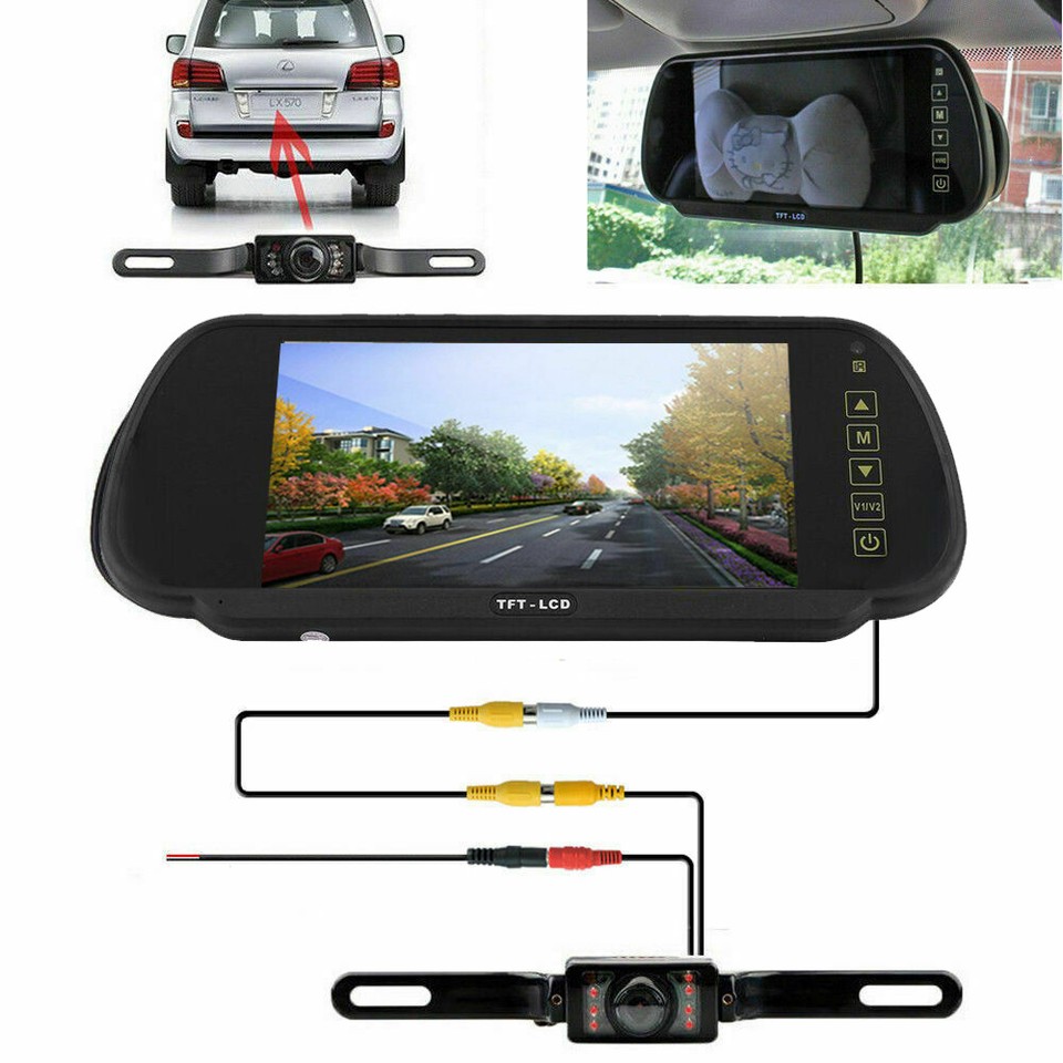 7" LCD Car Rear View Mirror Screen Monitor System+Night Vision Backup ...