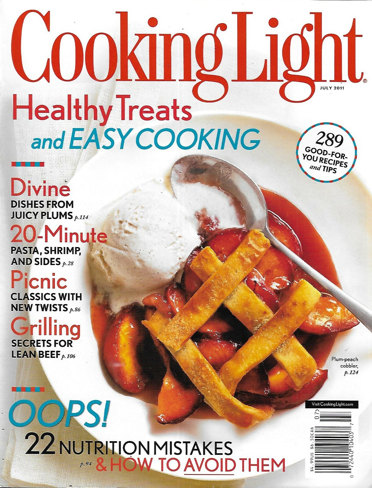 Cooking Light Magazine Healthy Treats and Easy Cooking Plum Peach ...