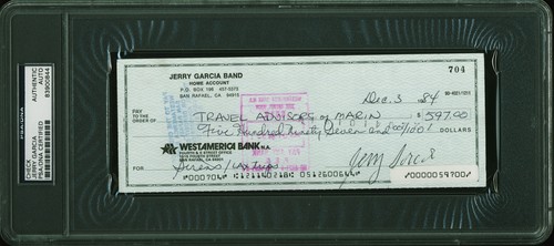 Jerry Garcia Grateful Dead Authentic Signed 3x8.25 1984 Check PSA/DNA ...