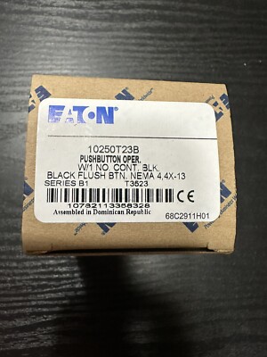 EATON CUTLER HAMMER 10250T23B BLACK Flush Head Push Button 1 N.O ...