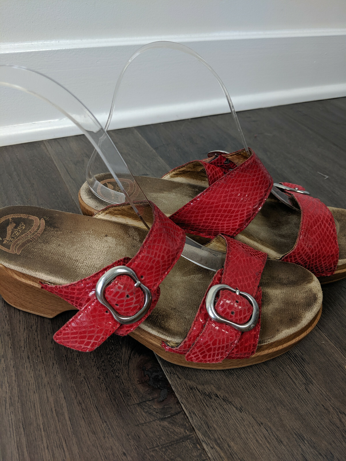 Dansko 39 Red Leather two strap sandals Sophie - Gem