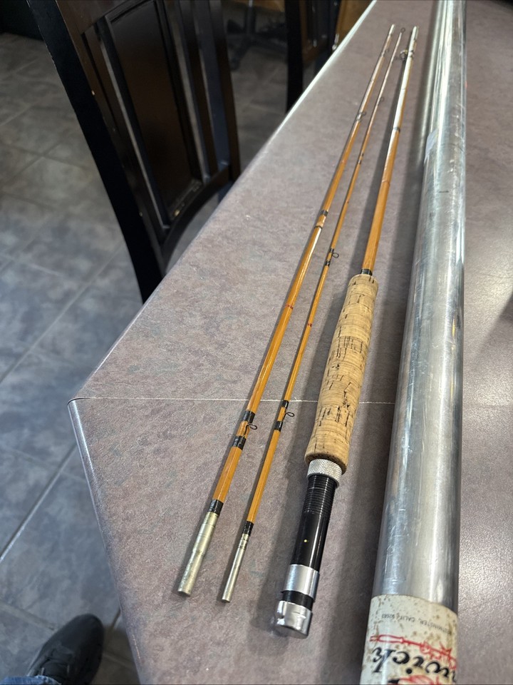 Vintage 9' Split Bamboo Fly Fishing Rod w/Aluminum Fenwick Case ...