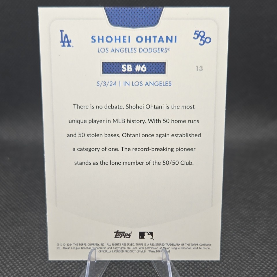 Topps 2024 50/50: Shohei Ohtani #13 Los Angeles Dodgers MLB Baseball ...