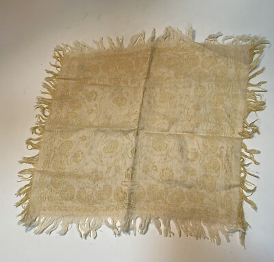 Vintage Cream Colored Napkin With Floral Stitch And Fringe Edge | eBay