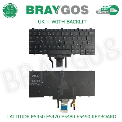 For Dell Latitude E5450 E5470 E5480 E5490 UK Layout Laptop Keyboard ...