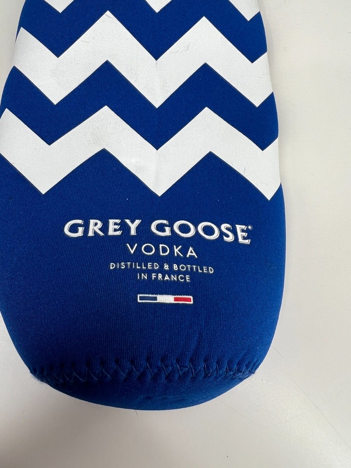 Grey Goose Vodka Blue Koozie Insulated Neoprene Zip Up Bottle Cover ...