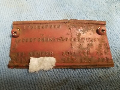1961 DODGE PHOENIX CONVERTIBLE DATA PLATE FENDER TAG ID RED ON RED CAR ...
