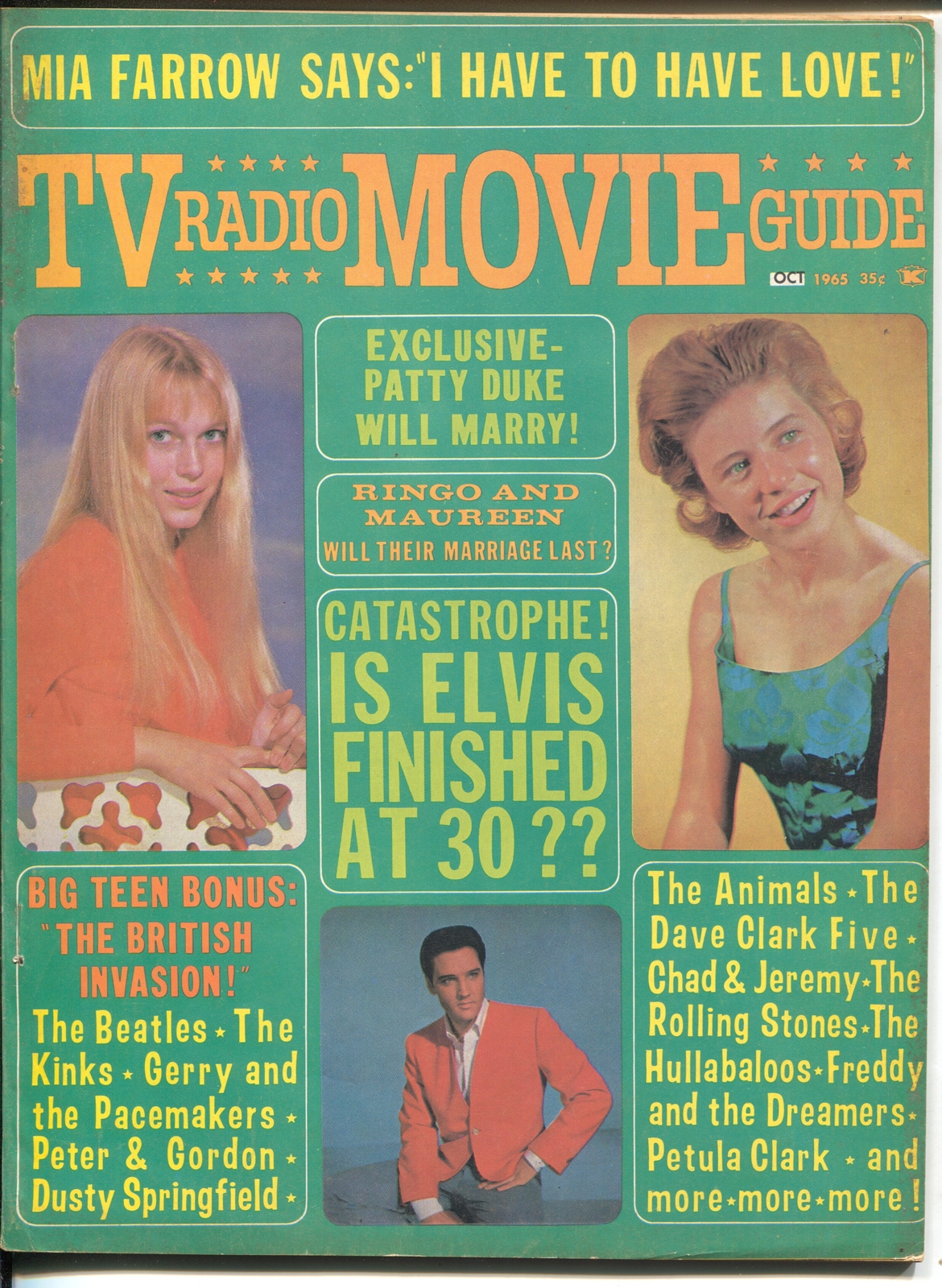 MAG: TV Radio Movie Guide 10/1965-Mia Farrow-Patty Duke-Beatles-Kinks ...