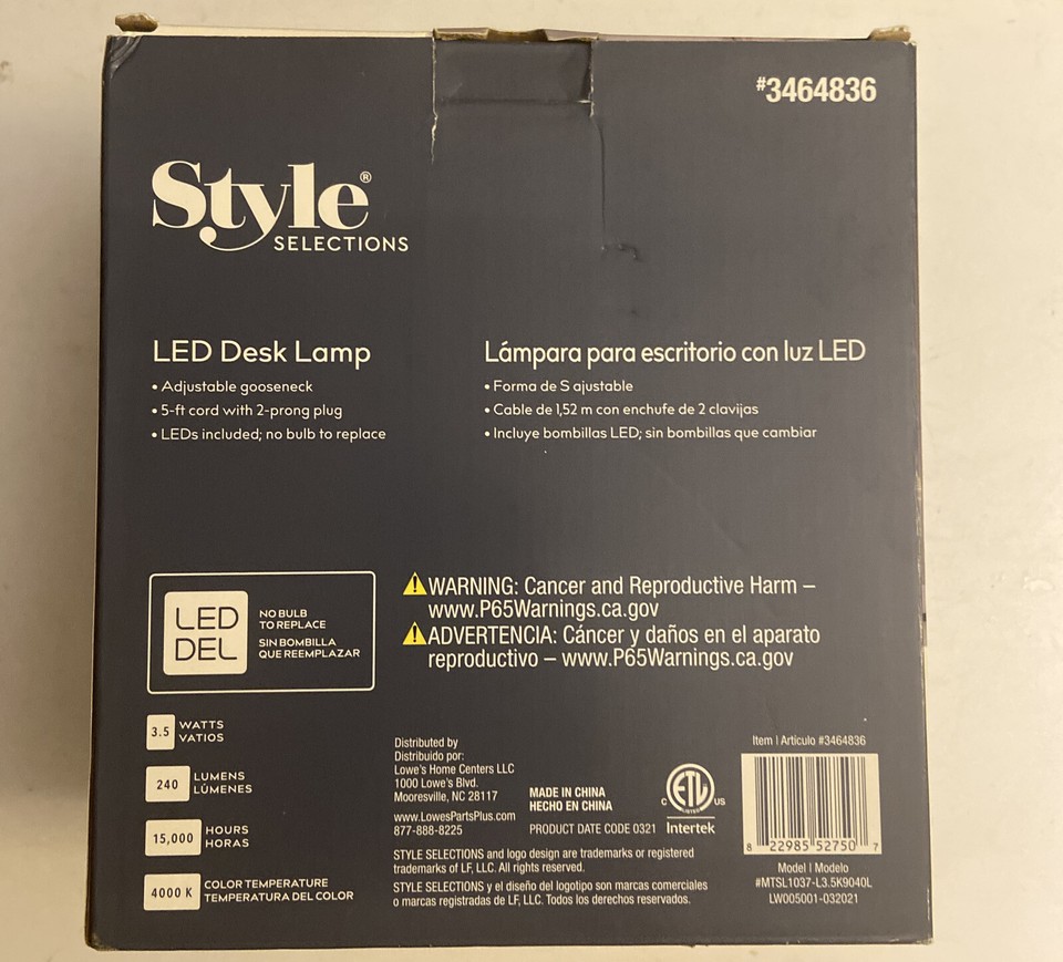 MTSL1037-L3.5K9040L Style Selections I/O Blue BTC Table Lamp | eBay