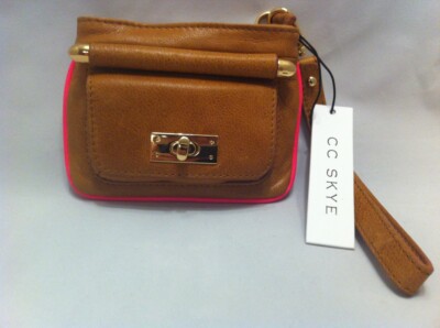 CC SKYE Love Pouch Wristlet in Suntan/Neon Pink Wallet Bag | eBay