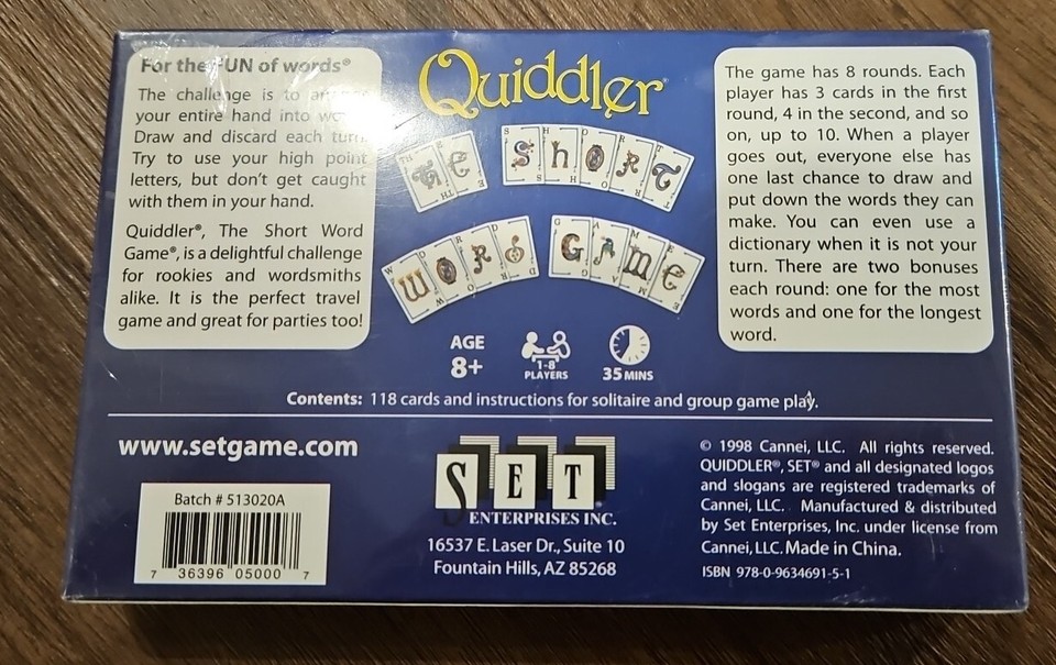 SET Enterprises Quiddler Word Game (5000) NEW 1998 9780963469151 | eBay