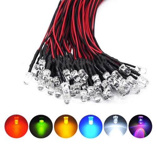 1-10 x 12V 3mm 5mm LED mit 20cm Kabel Leuchtdiode Leuchtdioden Deko ...