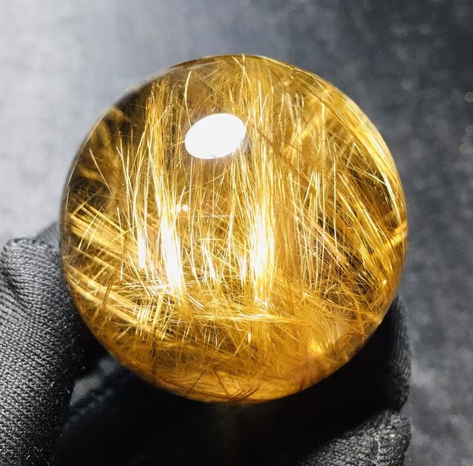 116.8g TOP A++ Natural gold Rutile Quartz Ball carved Crystal energy ...