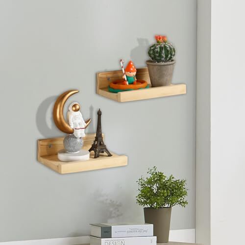 Small Decor Shelves, Mini Floating Wooden Display Wall Shelf Pine Wood ...