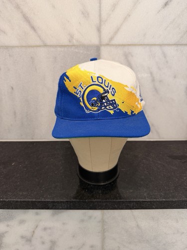 Vintage LA St. Louis Rams Paint Splash Splatter NFL Logo 7 Snapback Hat ...