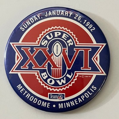 XXVI Super Bowl Metrodome Minneapolis MN Vintage Pinback Button STB7 ...