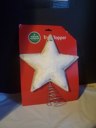 NIP Christmas Tree Topper-White Faux Fur, Pearls & Silver Glitter on ...