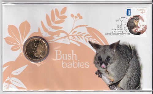 PNC COVER: 2013 $1 COIN AUSTRALIA BUSH BABIES THE BRUSH-TAILED POSSUM ...