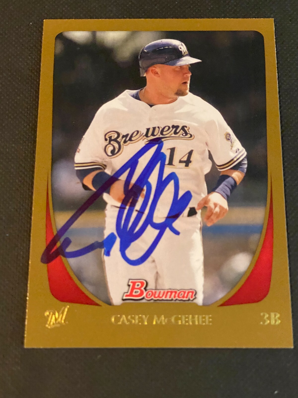 Casey McGehee Signed 2011 Bowman Gold Card Auto Milwaukee Brewers ...