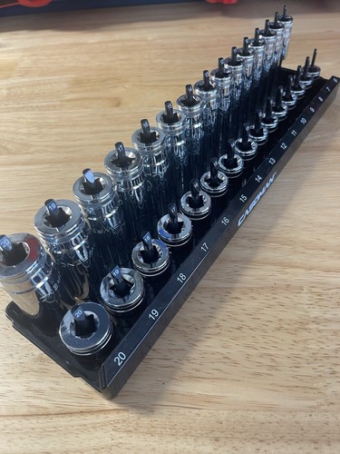 GearWrench 3/8” Metric Shallow & Deep Sockets 80552 80554 w/ Black Tray ...