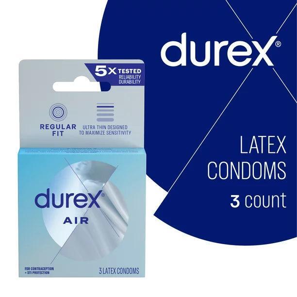 Durex Air Lubricated Condoms Latex🍯Male Protection BARESKIN Ultra Thin ...