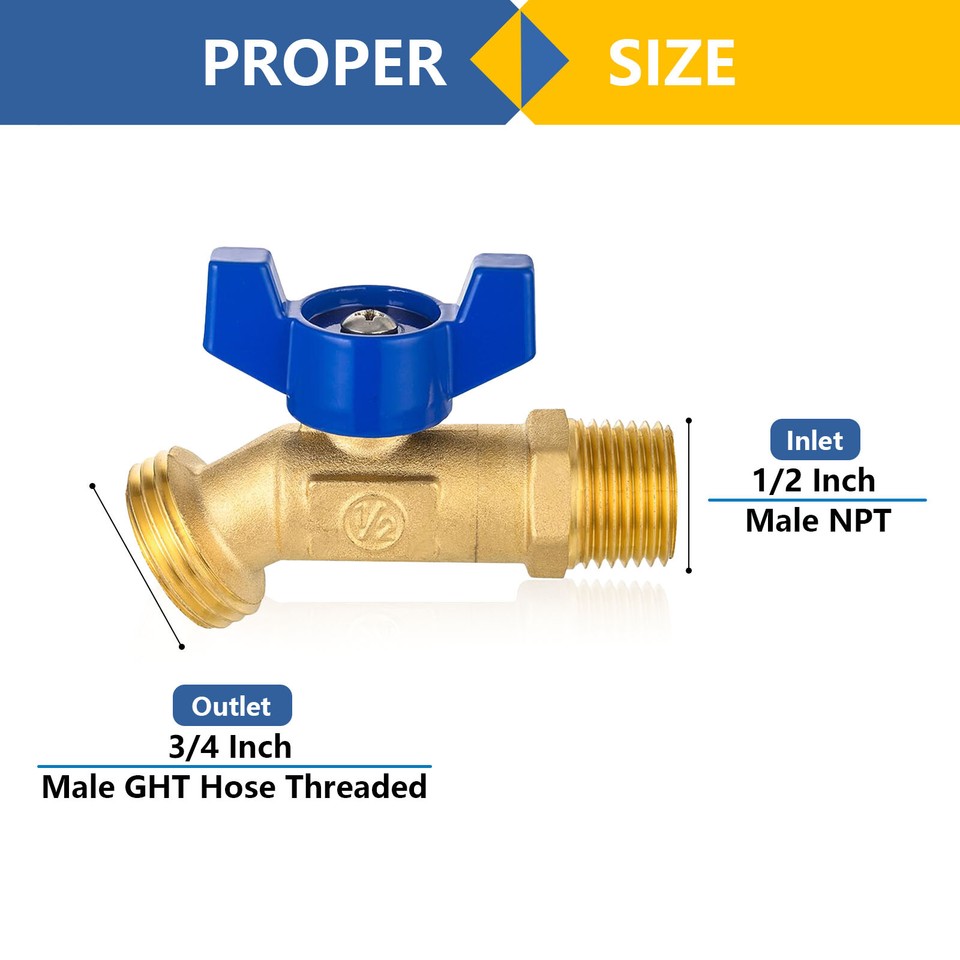 EFIELD 1/4Turn Male Spigot Outdoor Brass Valve 3/4" Or 1/2" NPT Inlet x ...