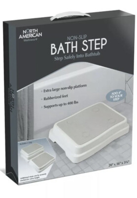 Slip Resistant 4" Bath Step, Extra Large Stackable Platform for Bathtub ...