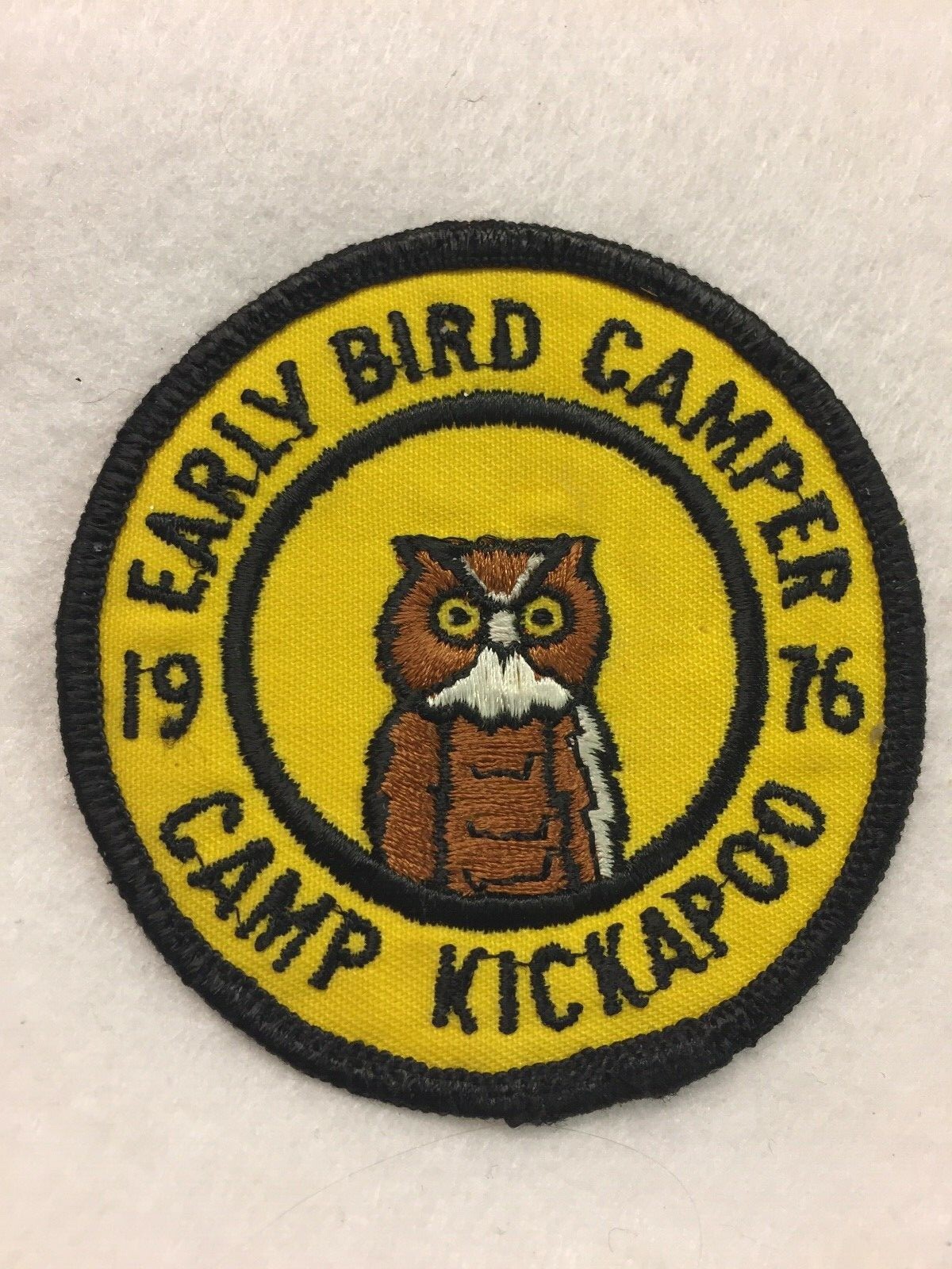 (js) Boy Scouts - 1976 Early Bird Camper @ Camp Kickapoo - Owl patch | eBay