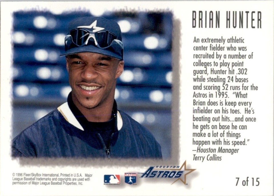 1996 Fleer Rookie Sensations Insert #7 Brian Hunter Houston Astros | eBay
