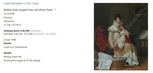 Adèle de Romany (1769-1846) "Portrait of a Lady with Child" Important ...