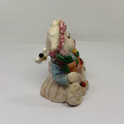 Resin Bunny Rabbit Easter With Flowers Bee And Ladybug Figurine Decor ...