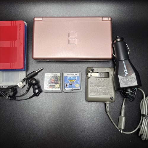 Nintendo DS Lite Metallic Rose Console & Games - Charger & More | eBay