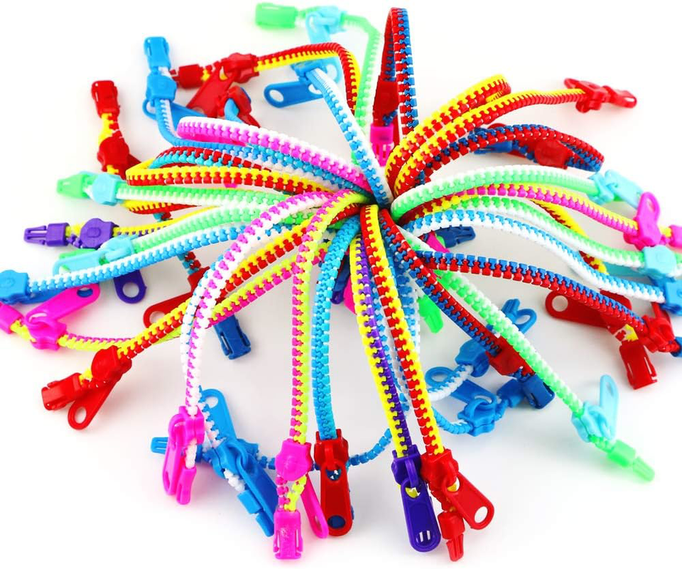 50 PCS Friendship Fidget Zipper Bracelet, Neon Colors Sensory Bracelet ...