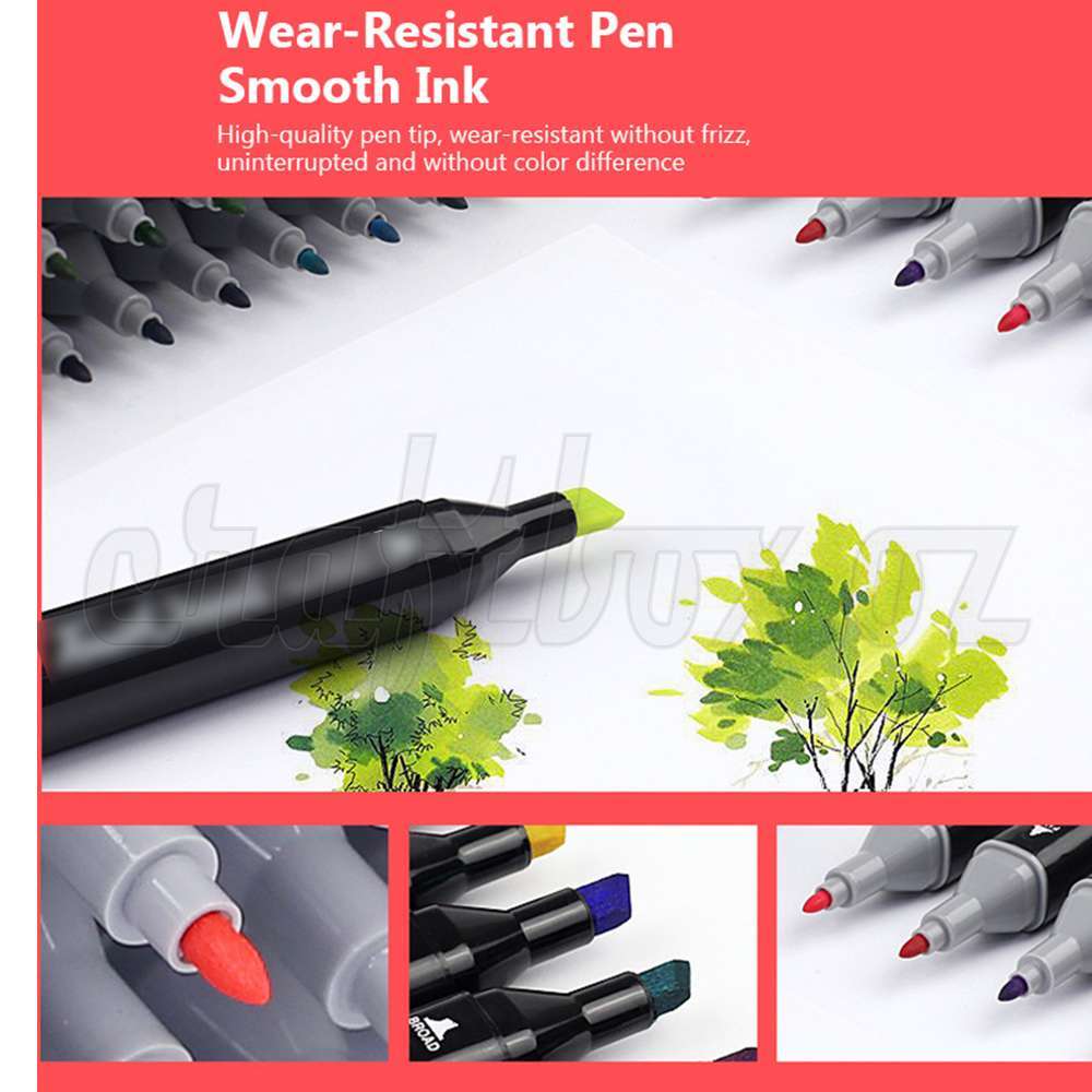 60pcs White/Black Color Marker Pen Dual Headed Graphic Artist Sketch ...