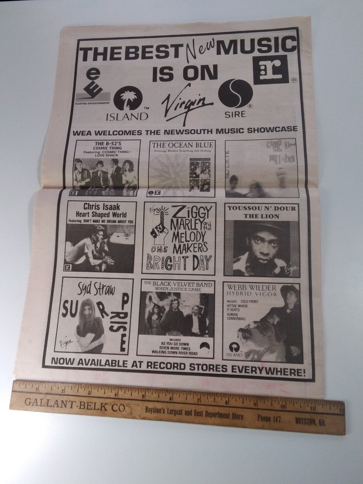 Atlanta GA Creative Loafing Newspaper Vtg 1989 New South Music Cool Ads ...