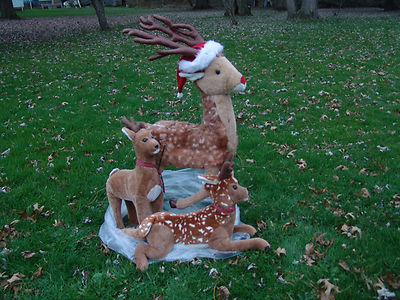 LIFE SIZE ANIMATED REINDEER MOVING HEAD W/2 BABIES STANDING & LAYING | eBay