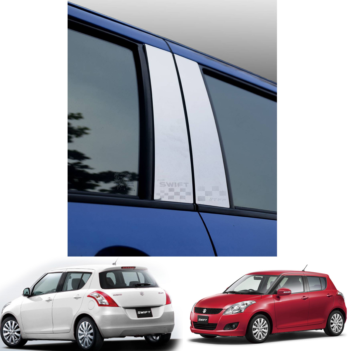 Stainless Sill Pillar Door Cover Trim For Suzuki Swift Hatchback 2012 ...