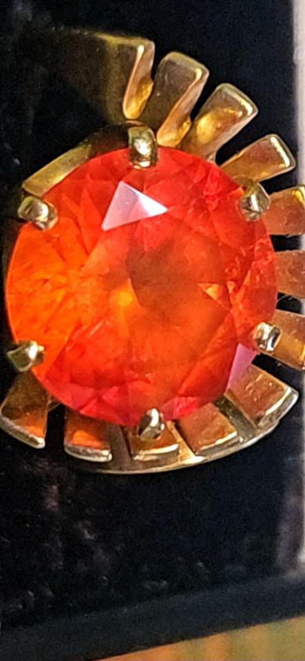 Brilliant Antique Vintage Orange Stone 14K Gold Ring Strell size 6 ...