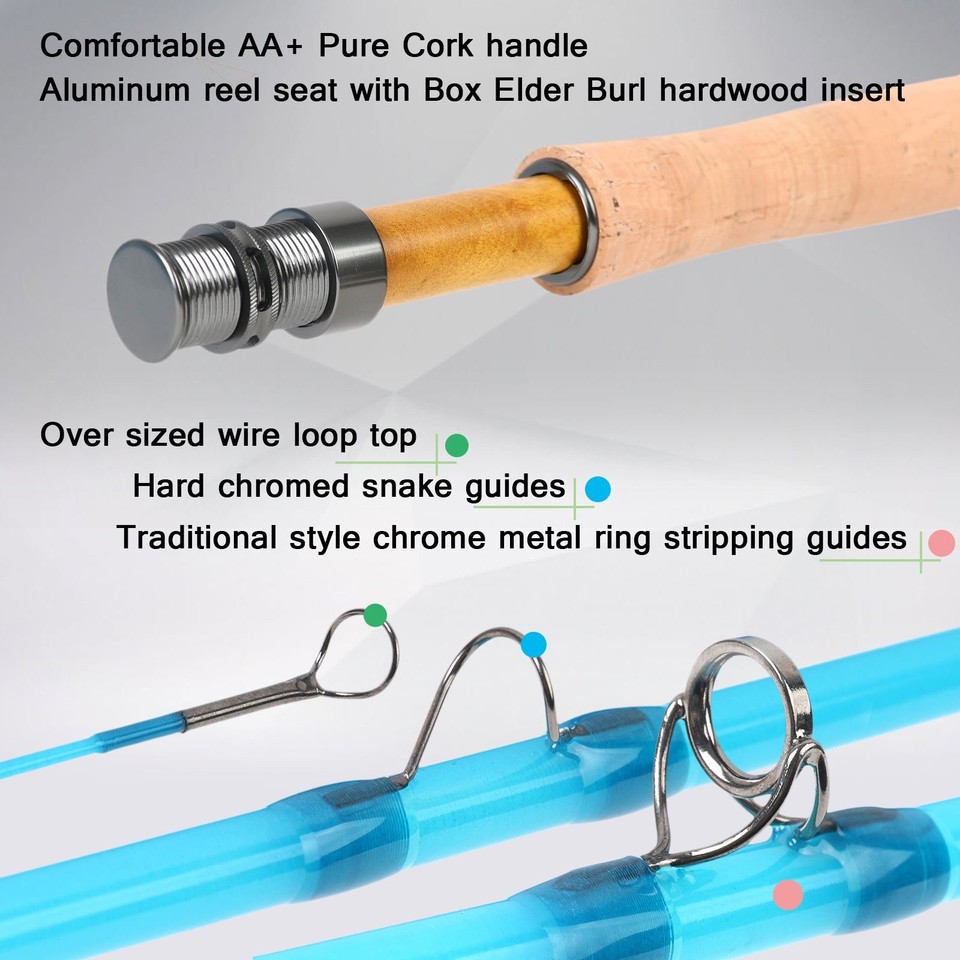 Maxcatch Fiberglass Fly Fishing Rod: 3wt/ 5wt/ 6wt/8wt in Blue,Orange ...