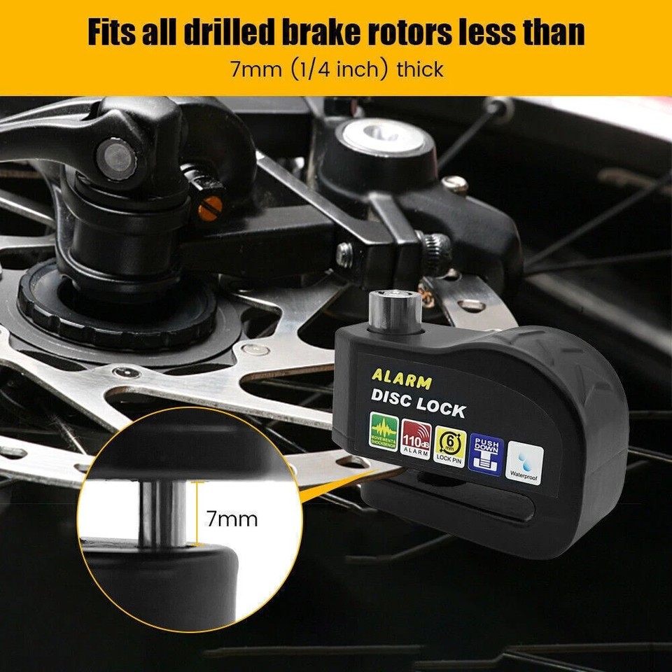 Motorcycle Bicycle Anti-theft Wheel Disc Brake Lock Security Alarm ...