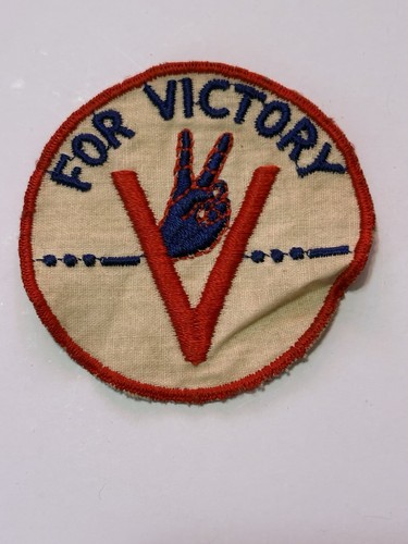 X-RARE🇺🇸ORIGINAL WW2 V for VICTORY 🏼PEACE FINGERS UNIFORM PATCH👀LQQK👀 ...