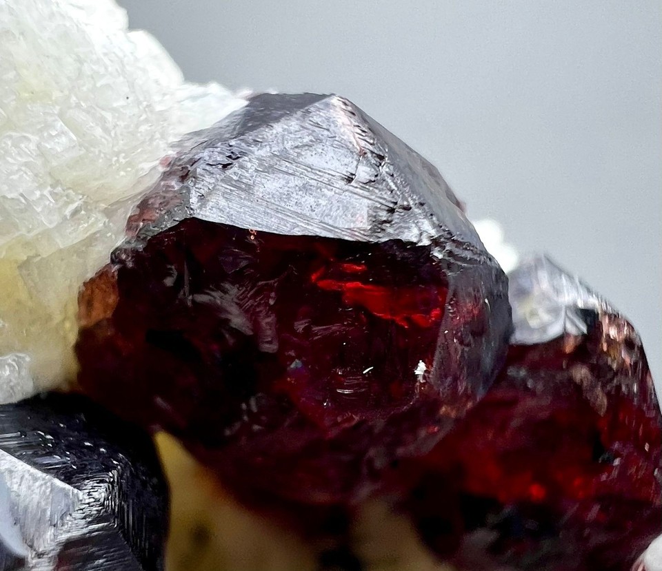 128 GM Full Terminated Top Quality Red Garnet Crystals On Albite Matrix ...