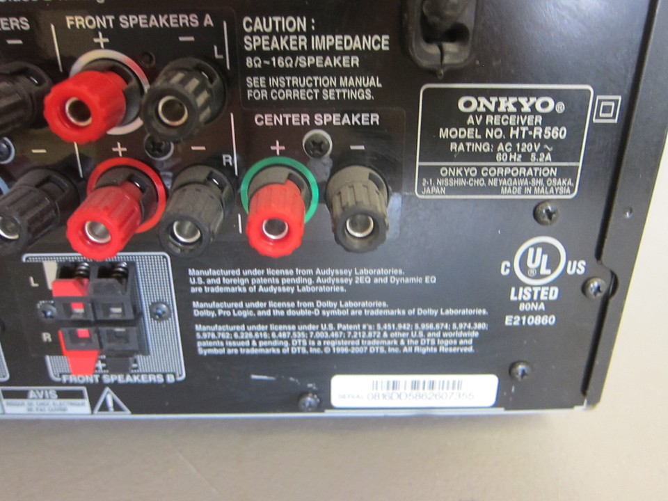 Onkyo HT-R560 Dolby Digital Home Theater 7.1 Channel Audio Video AV ...