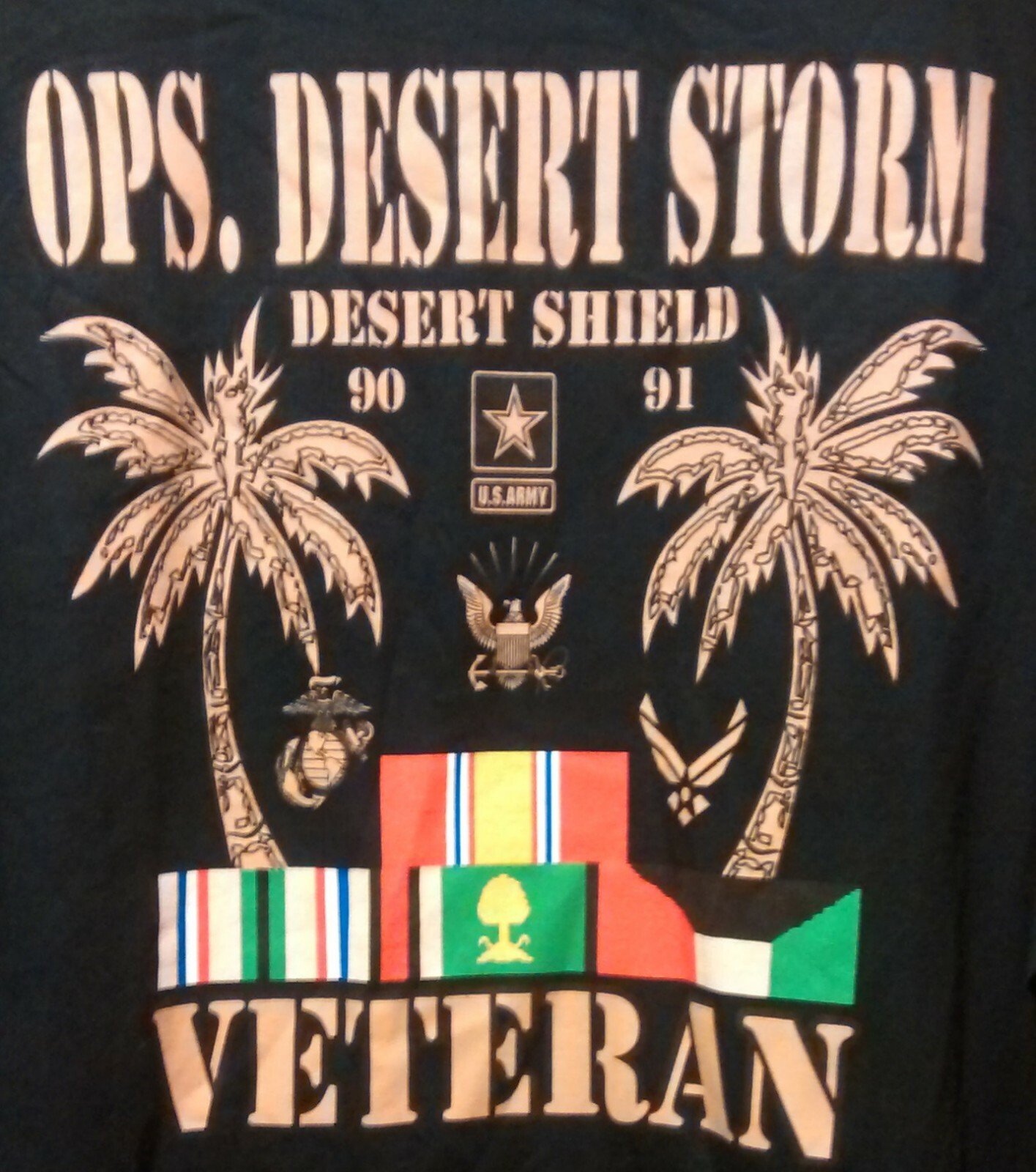 US Army Veterans Operation Desert Shield Mens T Shirt… - Gem