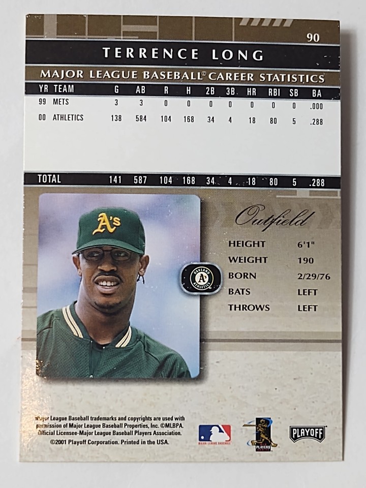 2001 PLAYOFF ABSOLUTE MEMROBILIA TERRENCE LONG #90 CARD $0.99 VALUE BOX ...