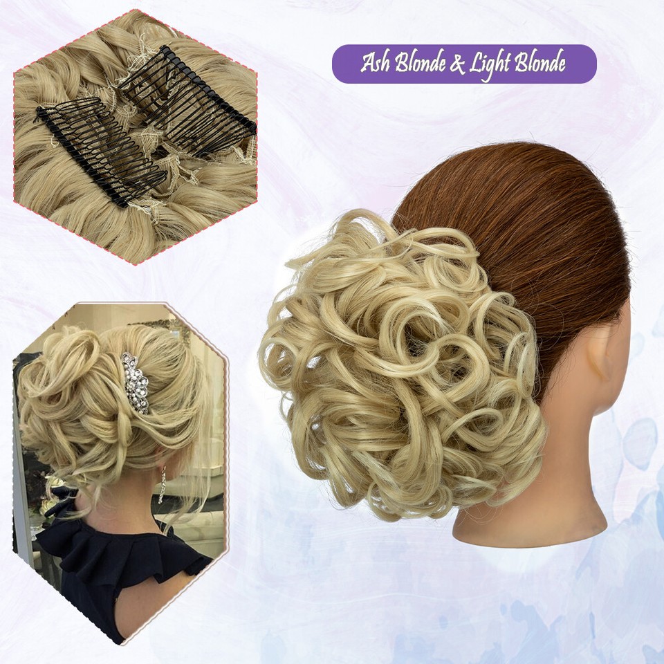 Thick As Human Messy Bun Clip Hair Extensions Curly Scrunchie Updo ...