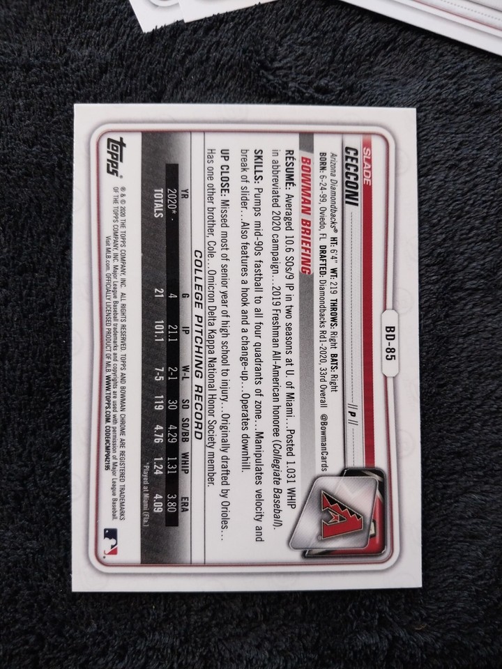 8 Card Slade Cecconi 2020 1st Bowman 7 Paper 1 Chrome Lot BD-85 | eBay