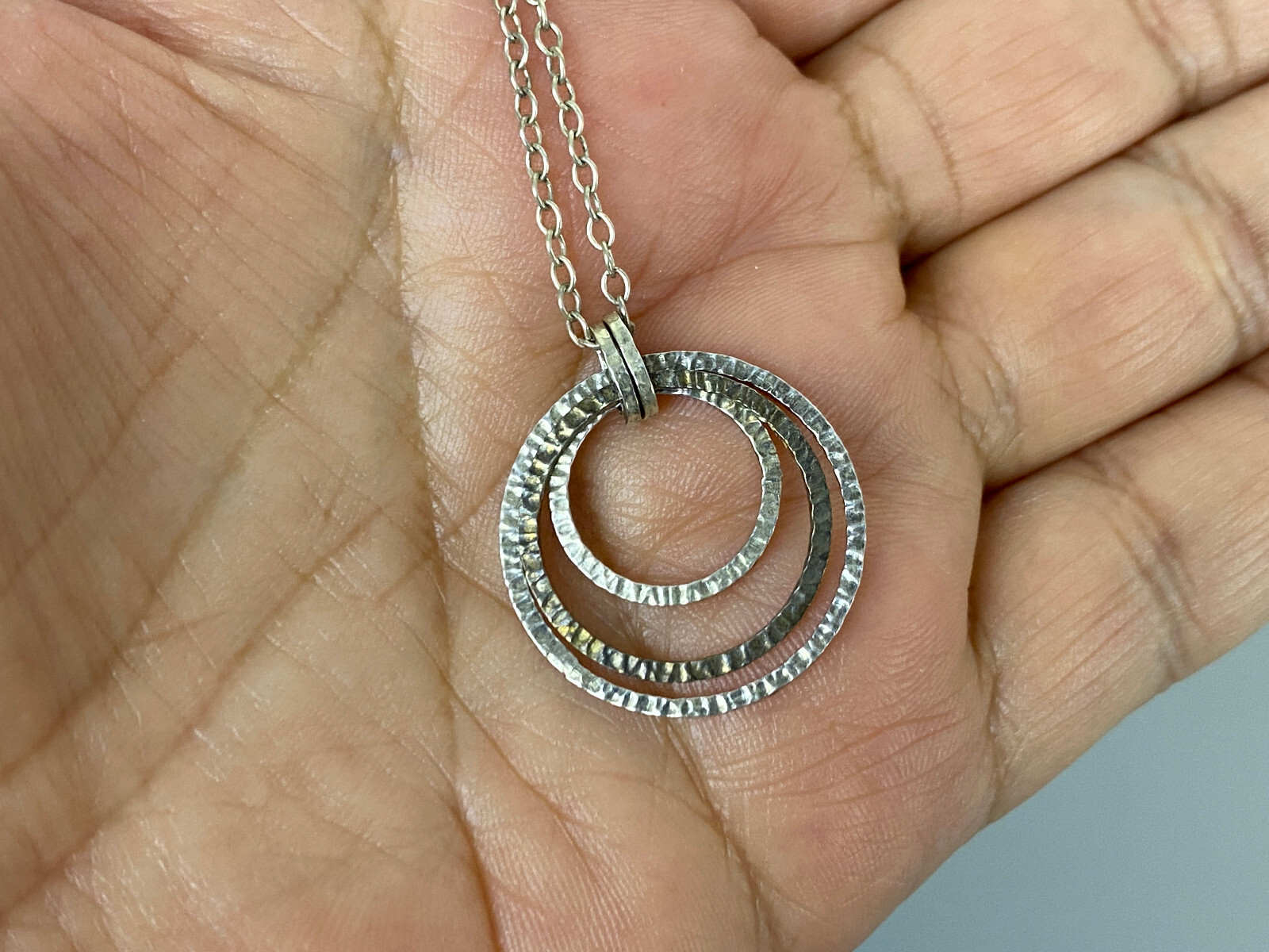 SILPADA Multi Open Ring Pendant Necklace Hammered Sterling Silver .925 ...